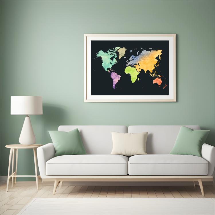 Świat Mapa na Ścianę | Zacny Druk - Stylowe Dekoracje Ścienne